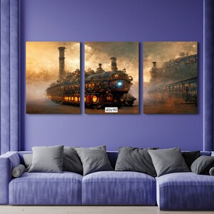 Steam Punk Train Decor Art Mechanism Engineering Artwork Clock Wall Art ...