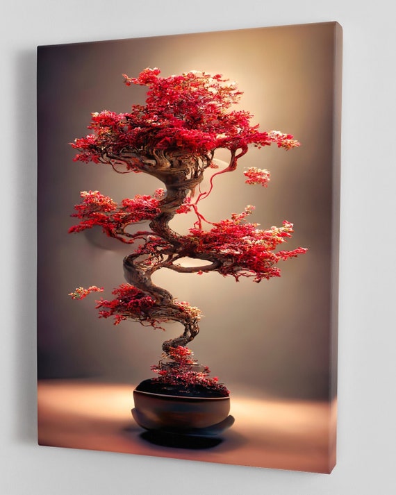 Twisted Red Maple Bonsai Tree Canvas Printing Wall Art - Etsy