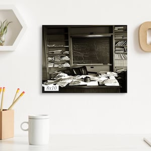 Albert Einstein Desk 1955 Last Photo of Desk Black White Vintage Retro ...