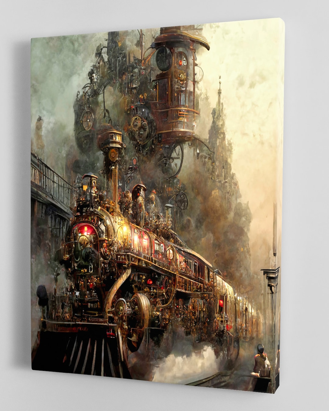 Steam Punk Train Decor Art Mechanism Engineering Artwork Clock Wall Art ...