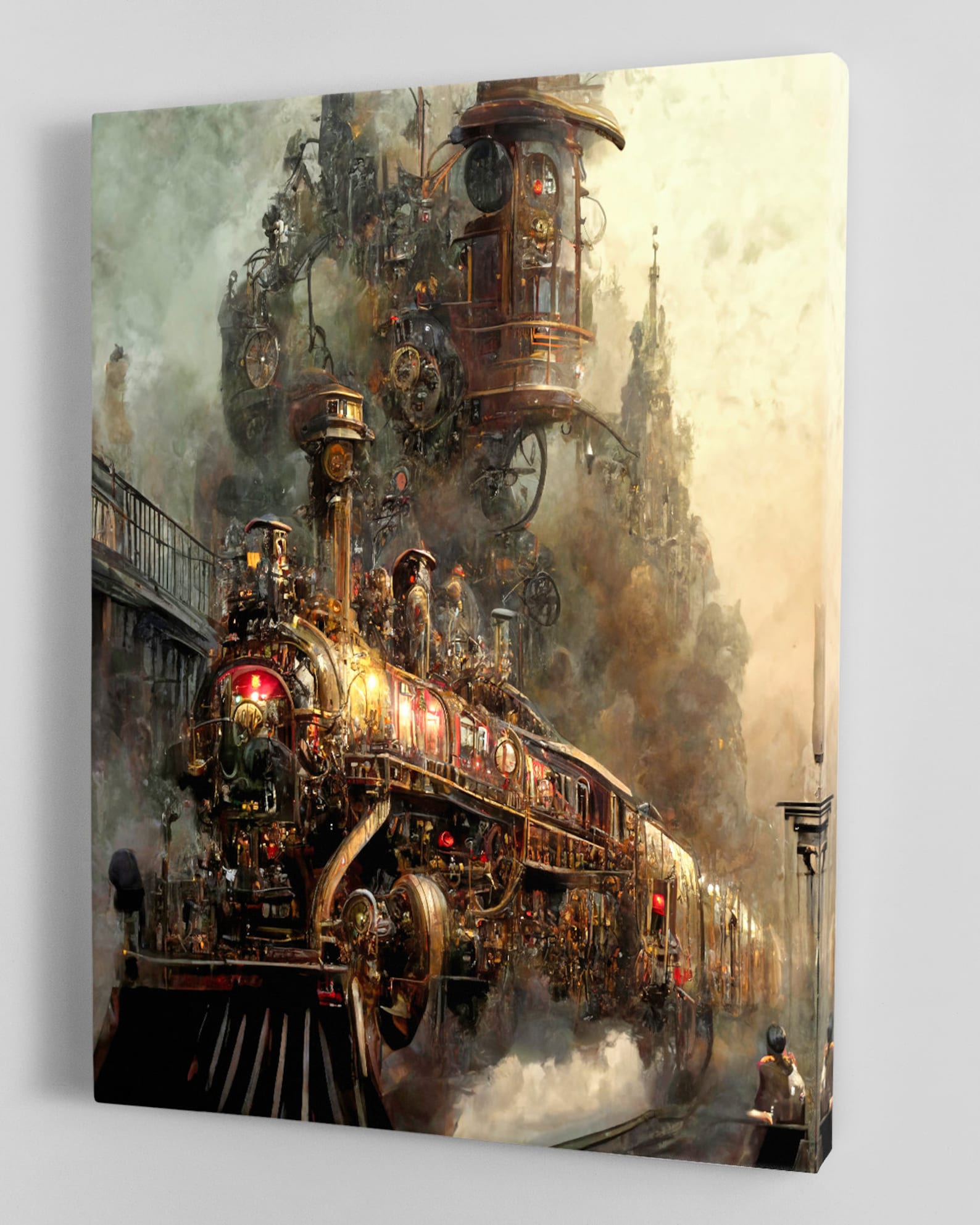 Steam Punk Train Decor Art Mechanism Engineering Artwork Clock Wall Art ...