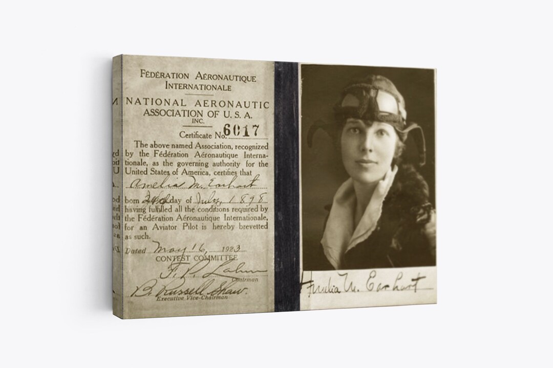 Amelia Earhart Pilot's License Autograph Aviation Pioneer Amazing ...