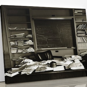 Albert Einstein Desk 1955 Last Photo of Desk Black White Vintage Retro ...