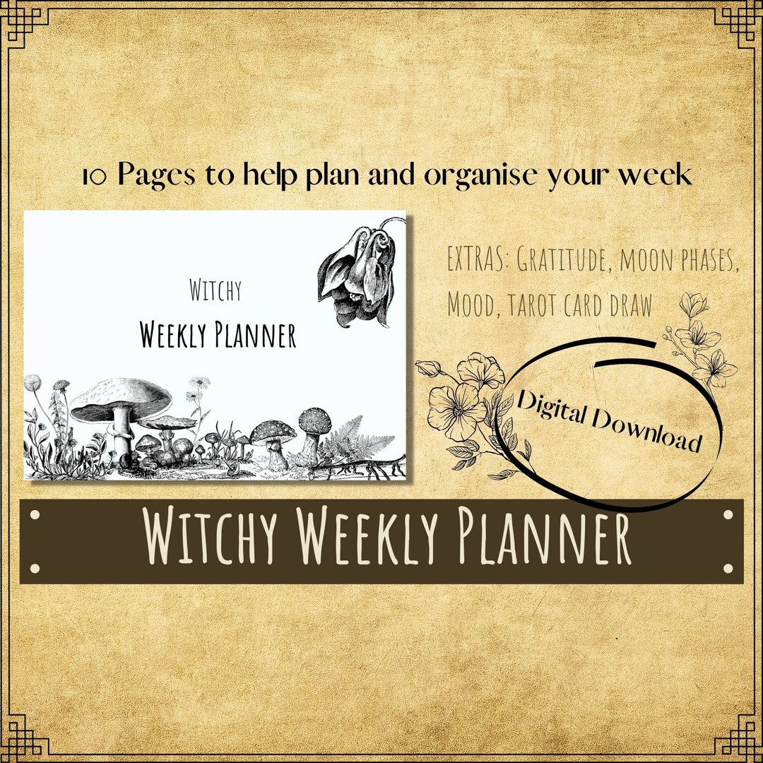 Printable White Witchy Weekly Planner daily Week Planner, A4 A5 ...