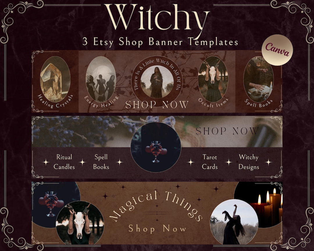 Witchy Etsy Shop Banner Templates | Edit With Canva, Antique Magical ...