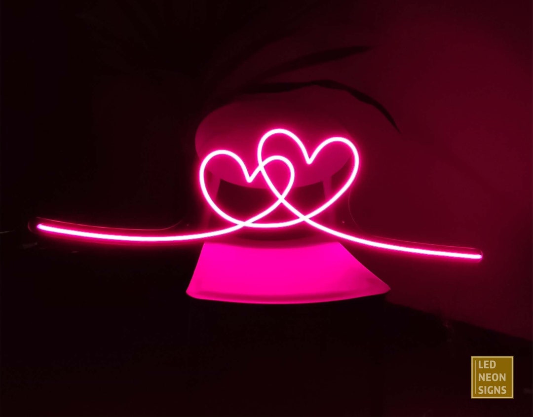 Twin Heart LED Neon Sign, Double Heart Light up Signs,party Neon,studio ...