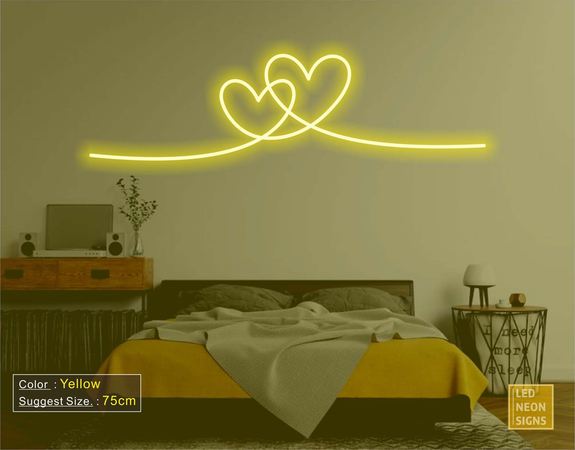 Twin Heart LED Neon Sign Double Heart Neon Signsparty | Etsy