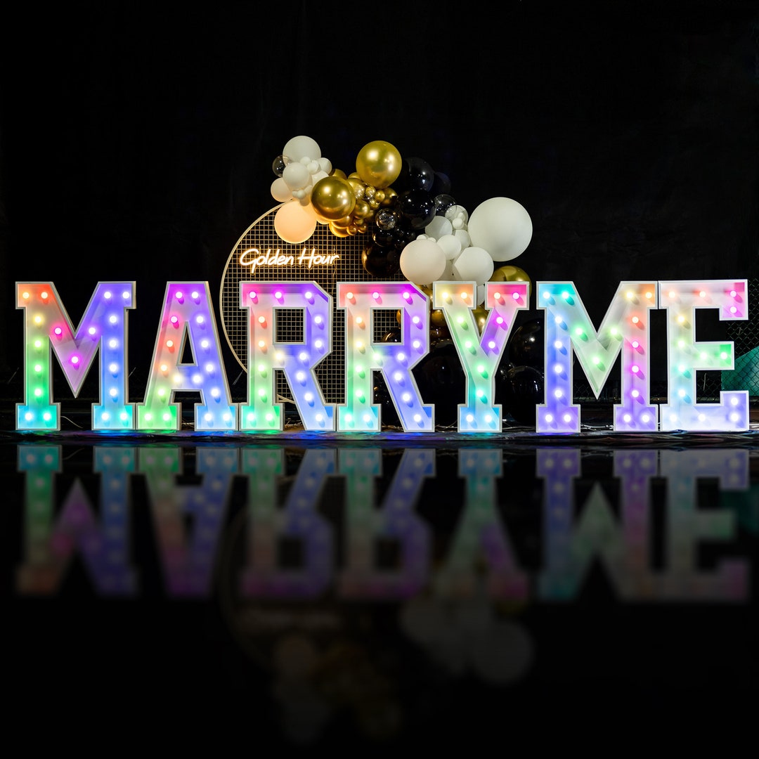 Marry Me Marquee Letter Multicolor Lights,light up Sign,metal Numbers ...