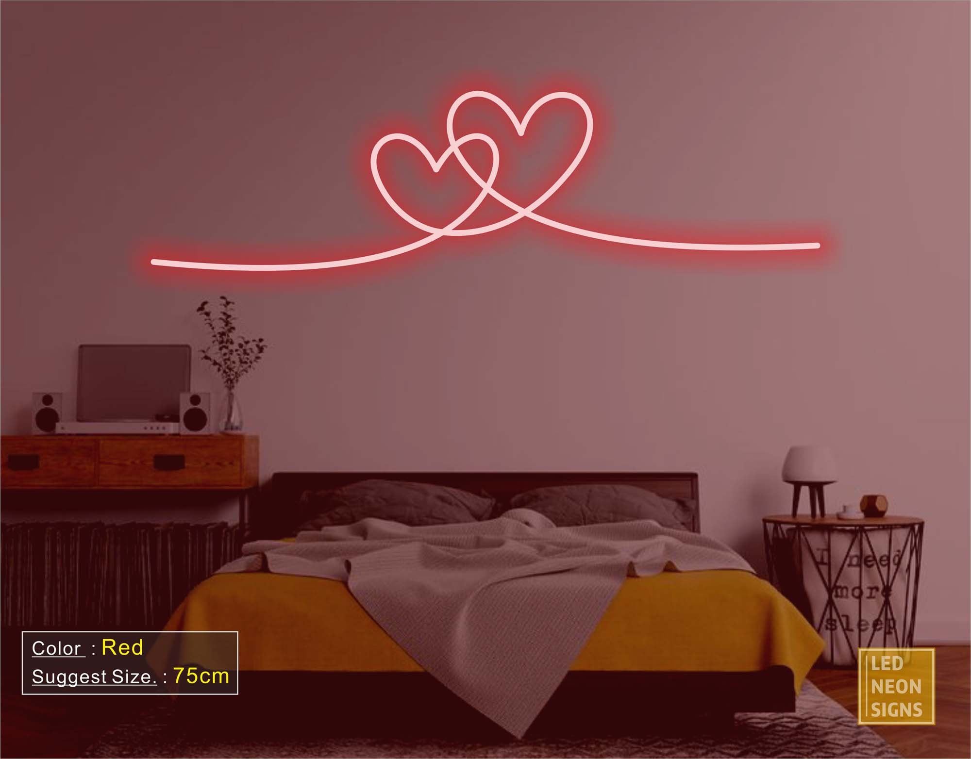 Twin Heart LED Neon Sign Double Heart Neon Signsparty | Etsy