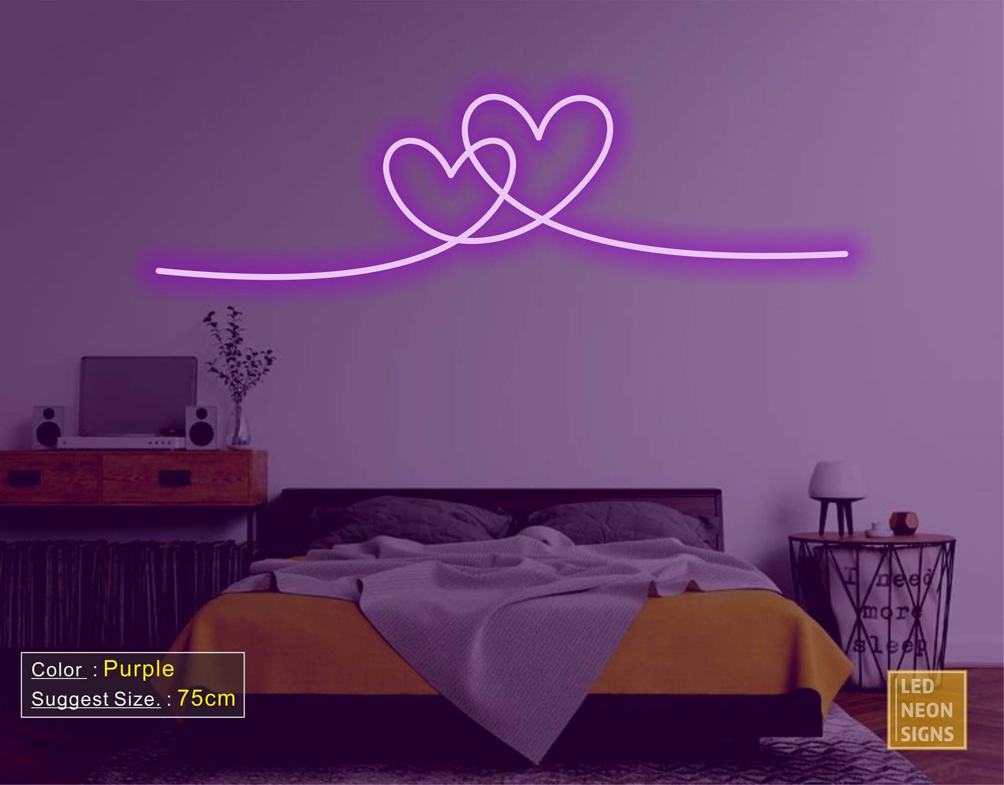 Twin Heart LED Neon Sign Double Heart Neon Signsparty | Etsy