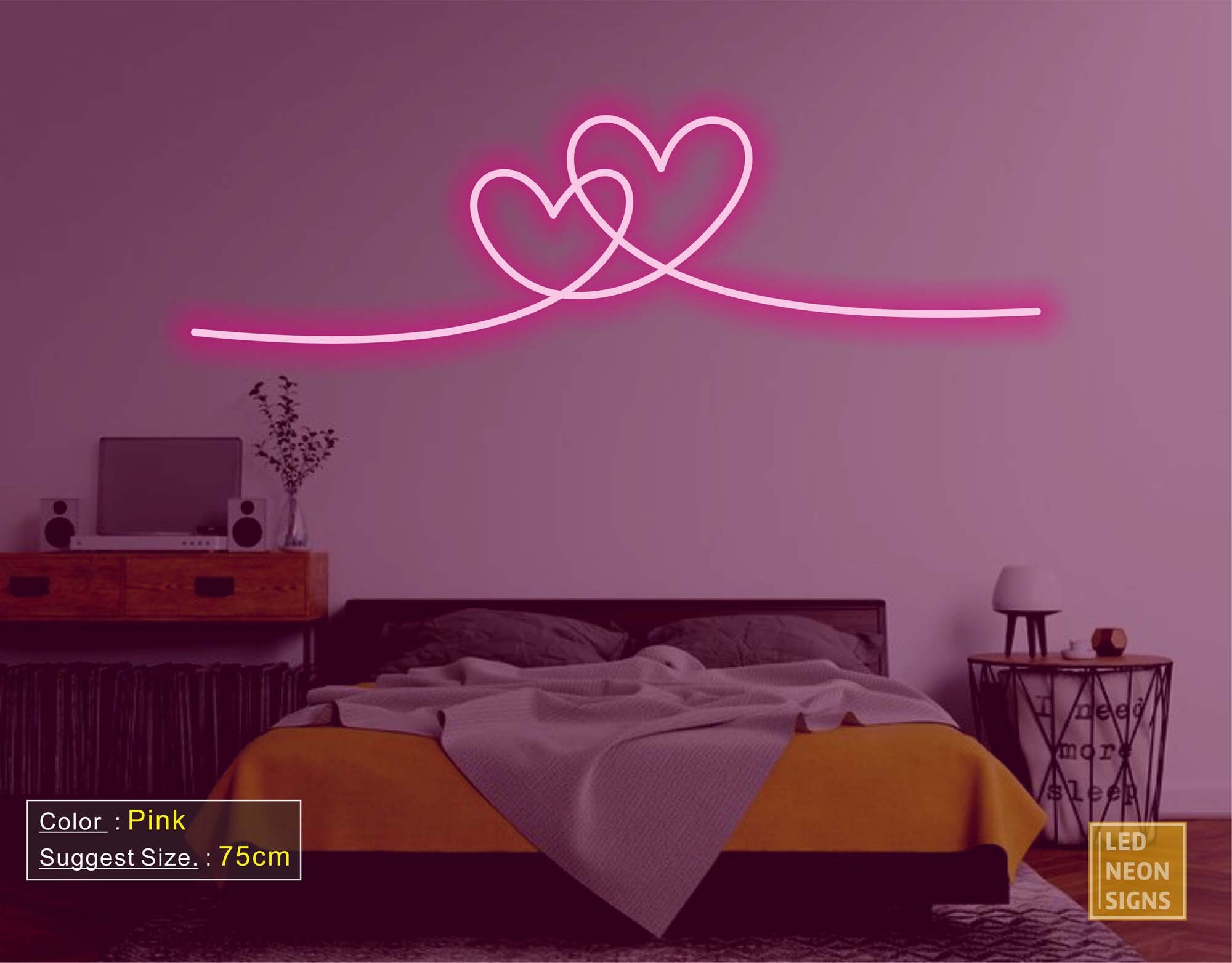 Twin Heart LED Neon Sign Double Heart Neon Signsparty | Etsy