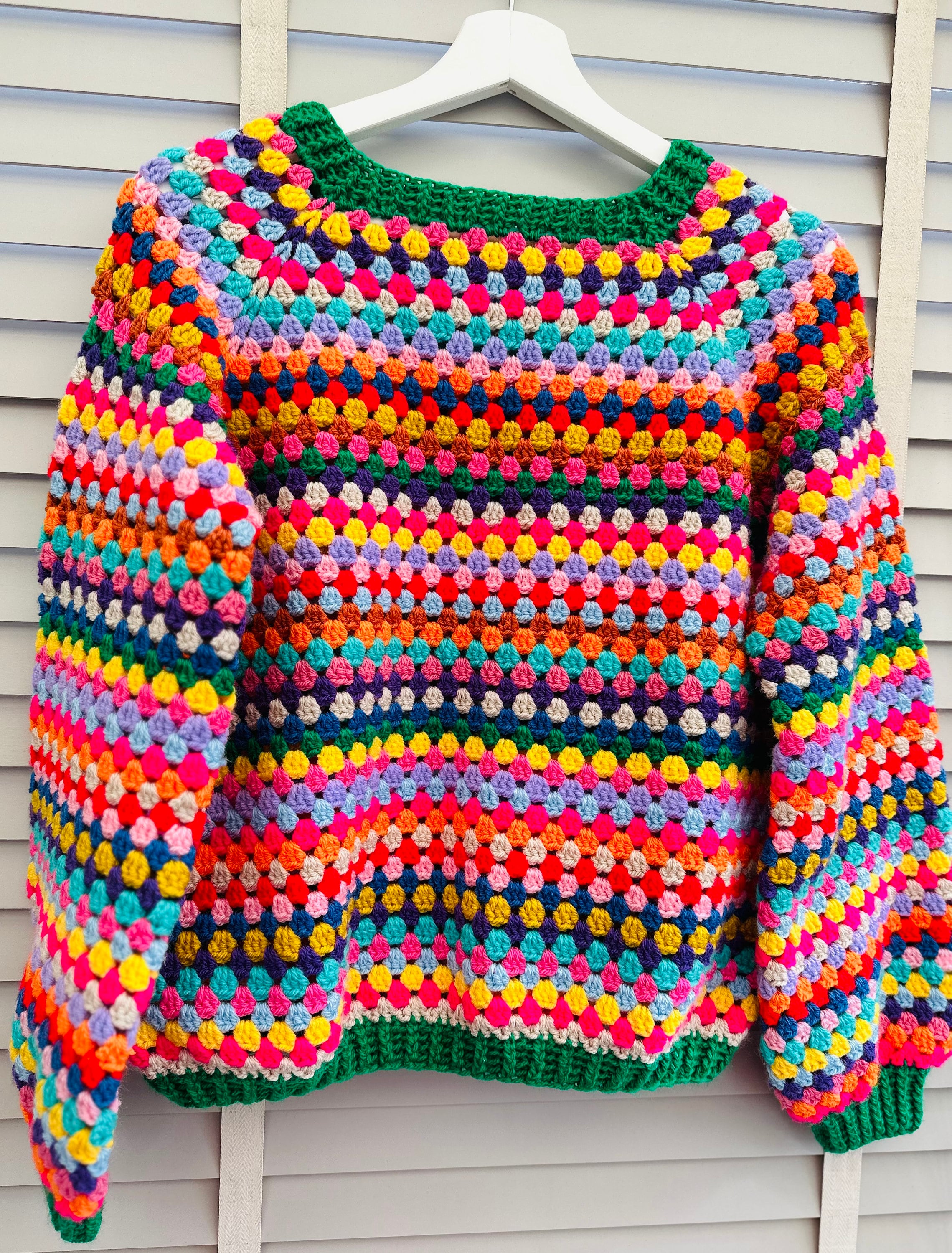 Funfetti Crochet Jumper: Granny Stitch Rainbow Sweater, Made to Order ...