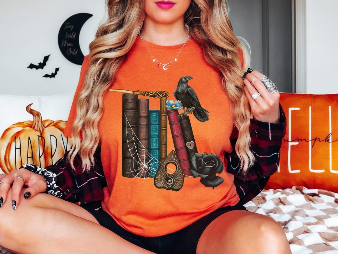 Gothic Mystique T-shirt | Occult Book Collection Graphic Tee | Raven ...