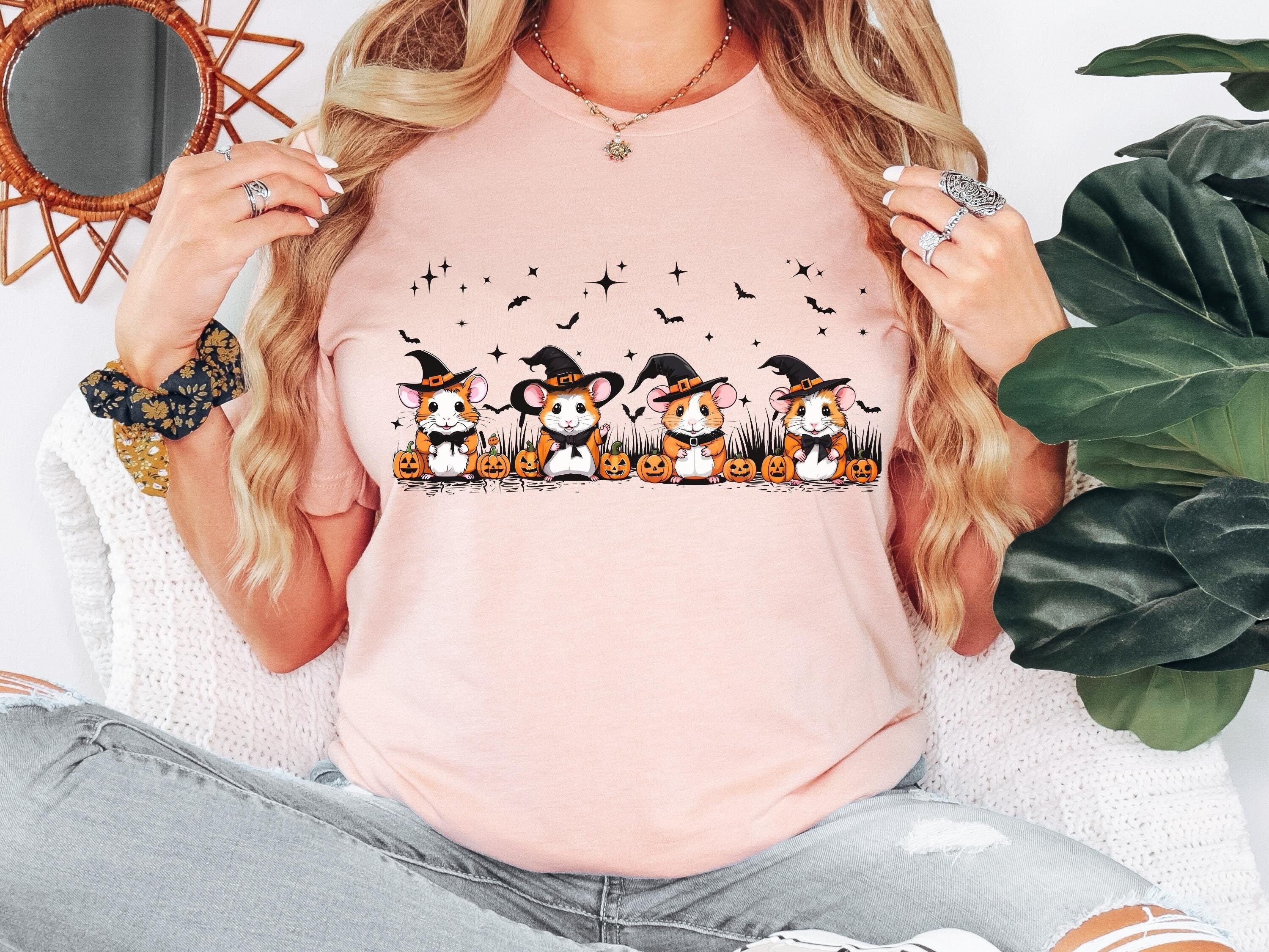 Cute Halloween Hamster T-shirt | Witchy Hamsters & Pumpkins Design ...