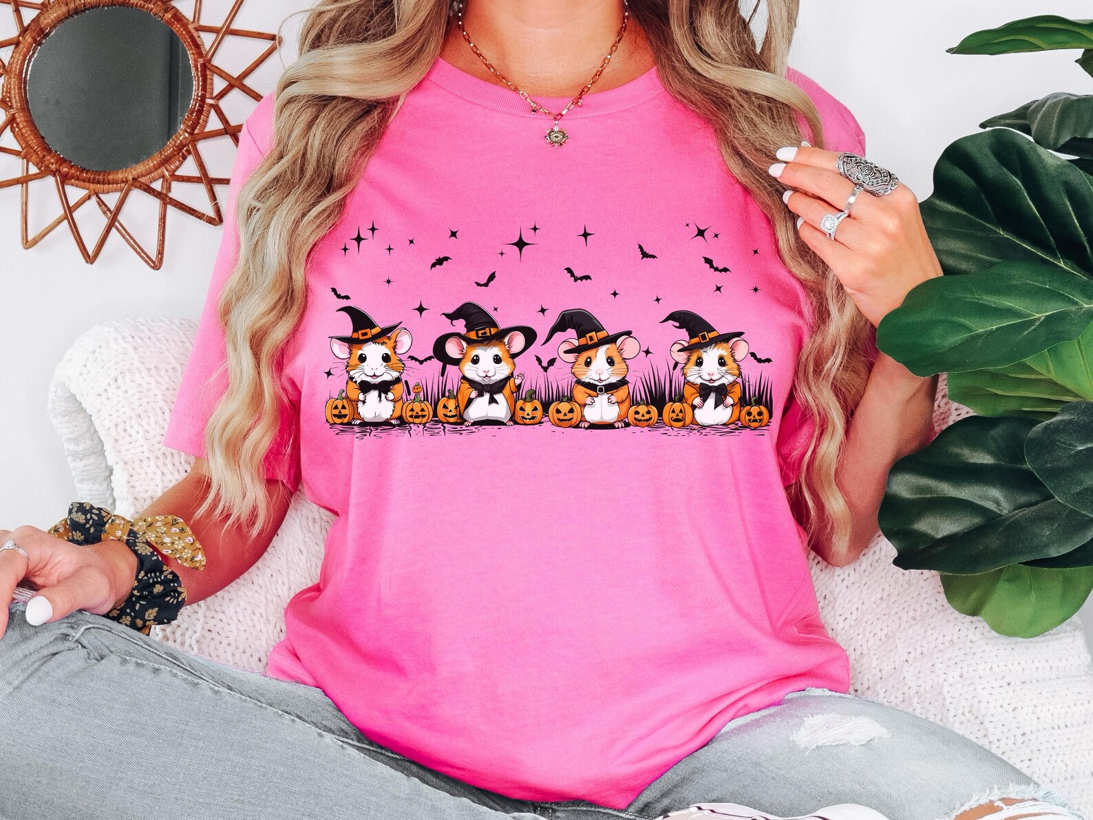 Cute Halloween Hamster T-shirt | Witchy Hamsters & Pumpkins Design ...
