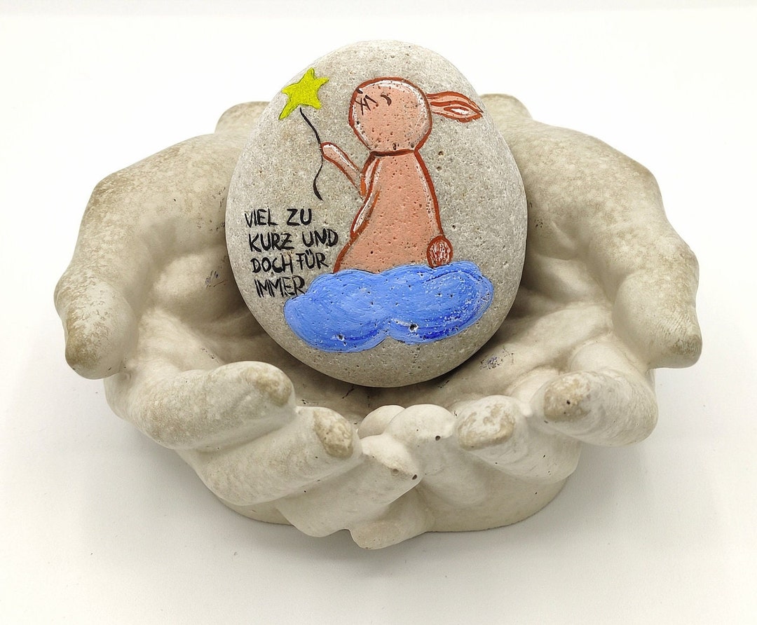 Memorial Stone Star Child Painted With Rabbit Motif Customizable ...