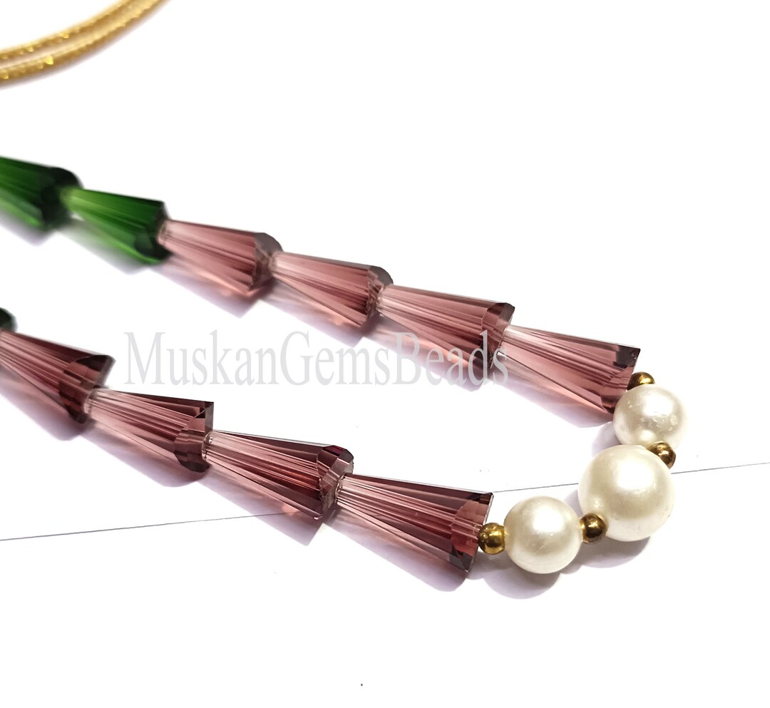 Multi Colour Hydro Triangle Shape Beads, 16" Strand Necklace, Mix ...