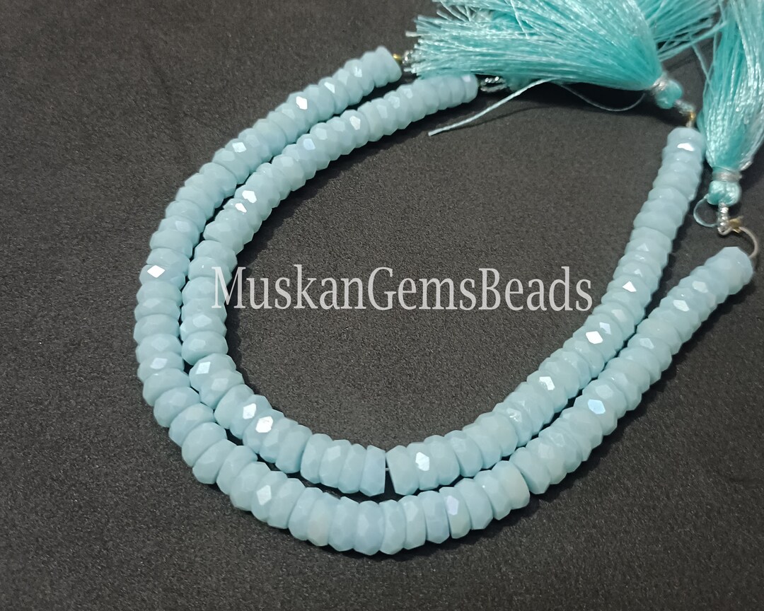 Blue Peru Opal Heishi Tyre Shape Beads, 8" Strand, AAA, Semi Precious ...