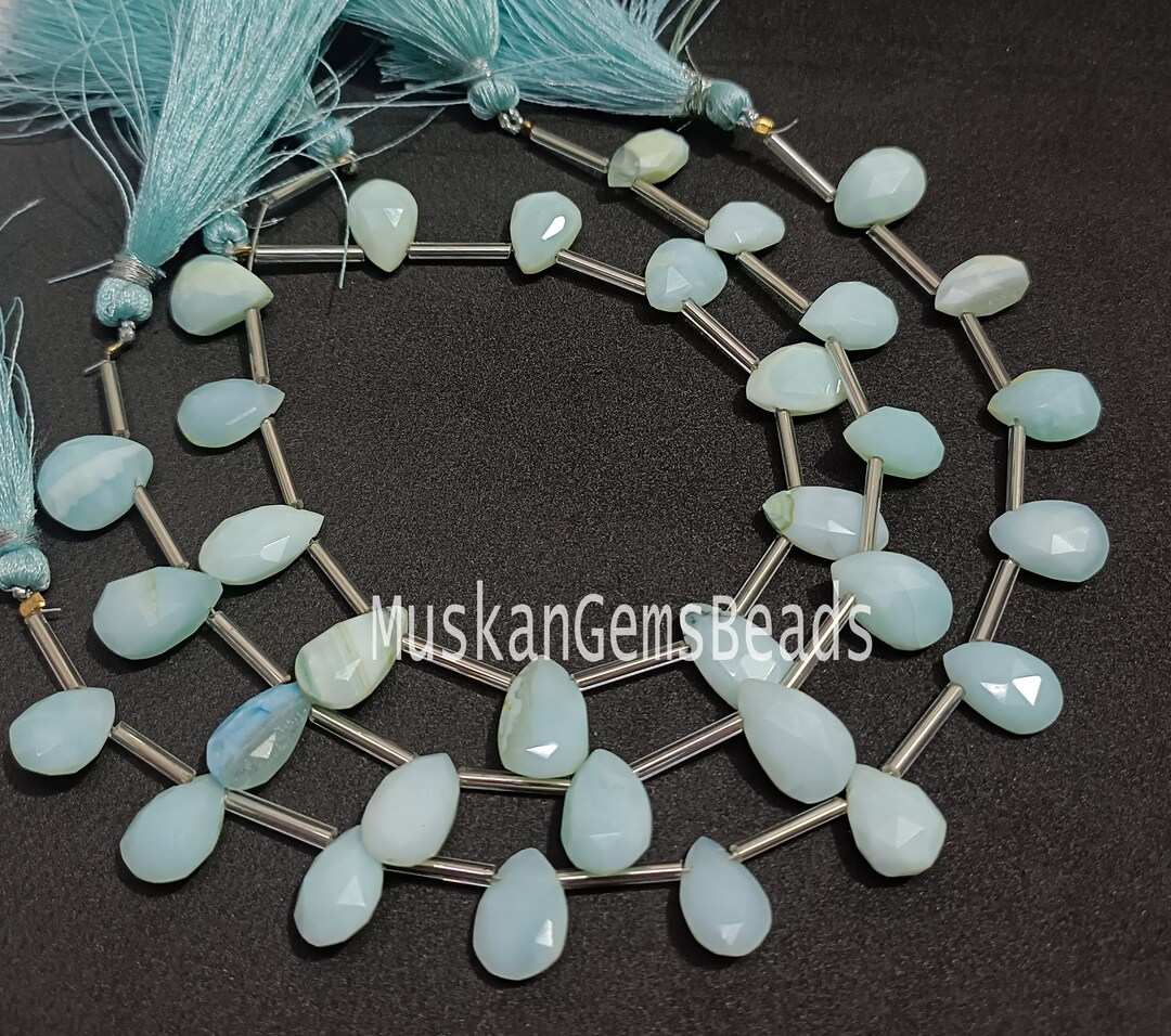 Blue Peru Opal Pear Shape Beads, 8" Strand, Beads for Jewelry, Peru ...