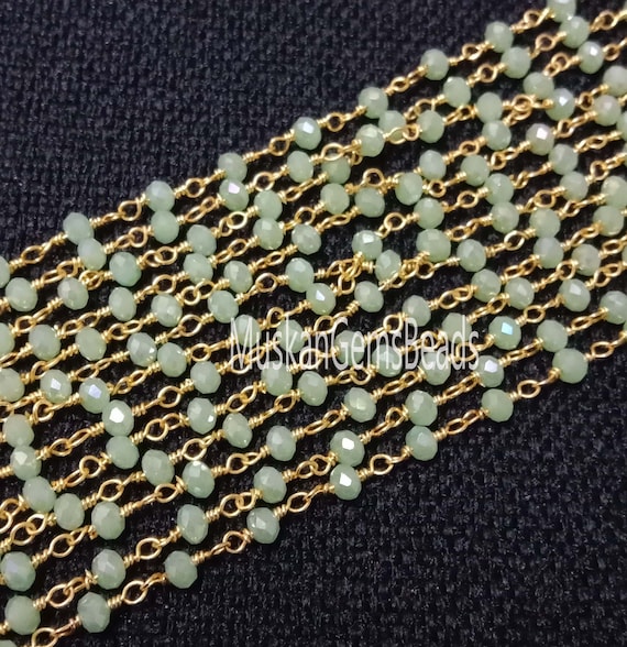 Green Prynite Hydro Gold Plated Wiring Rosary Chain Chain by | Etsy