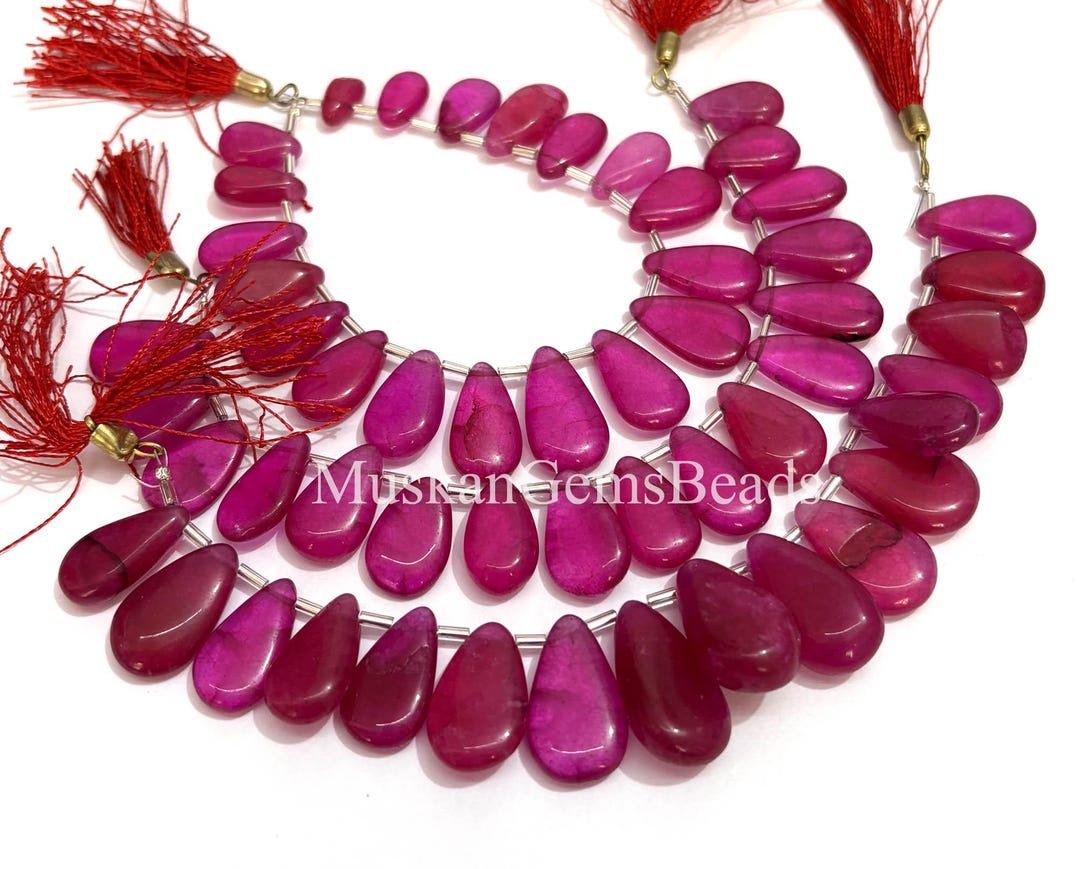 Ruby Colour Smooth Gemstone Beads, 8