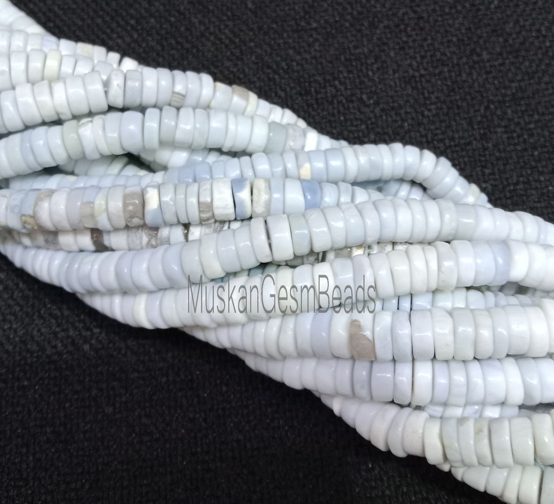 Blue Opal Plain Tyre Shape Beads, Semi Precious, 8 Strand, Opal ...