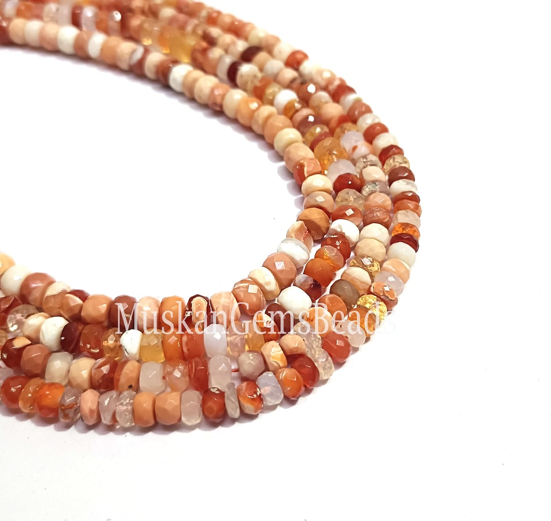 Rear Mexican Opal Faceted Loose Gemstone Beads, 13 Strand, Fine Quality ...