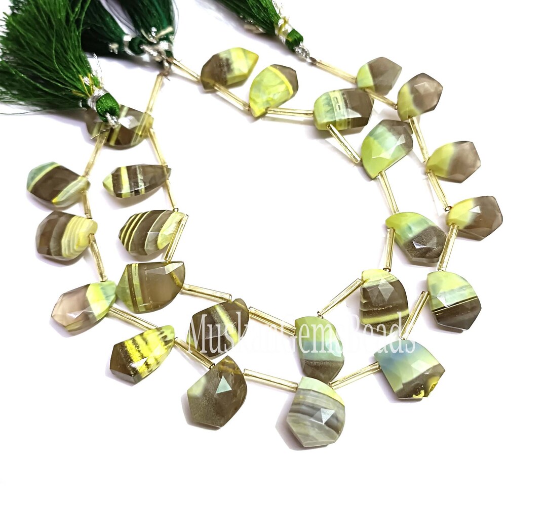 Yellow Green Boulder Opal Beads: AAA Faceted Keri Shape, 8" Strand - Etsy