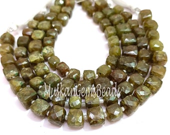 10 Inch Strand Natural Vessonite Faceted Cube Box Shape Beads - Etsy