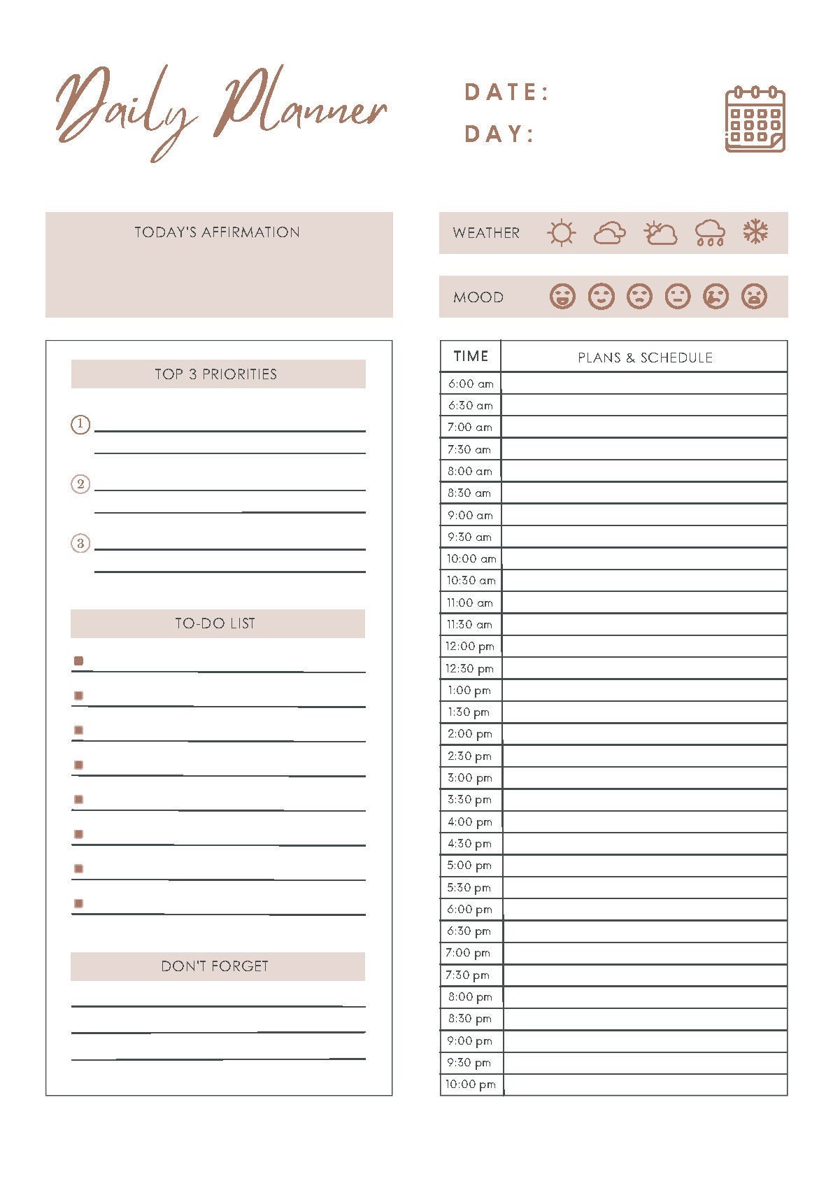 Digital Goodnotes and Printable Daily Planner - Etsy