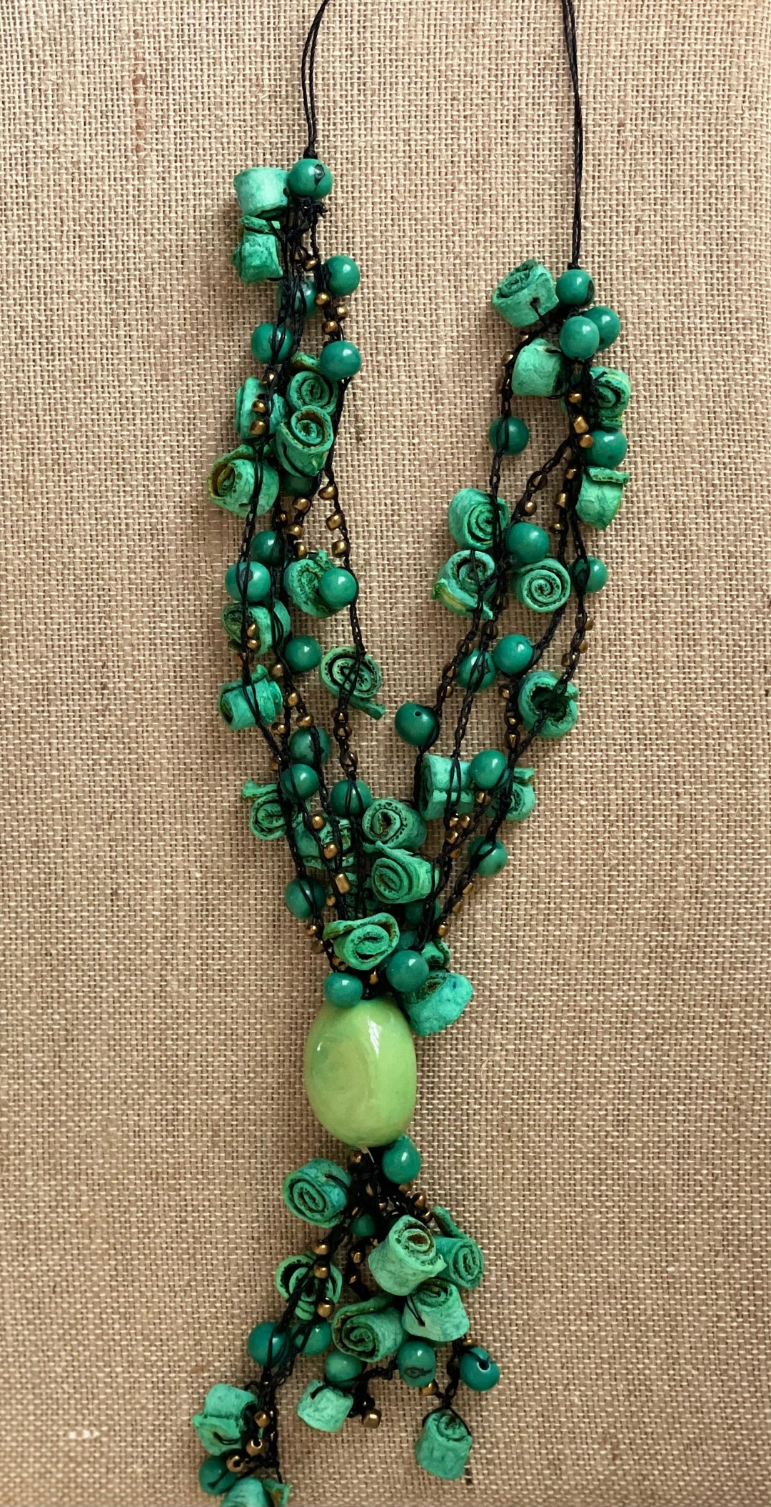 Green Tagua Nut and Orange Peel Roses Extra Long Adjustable Necklace - Etsy