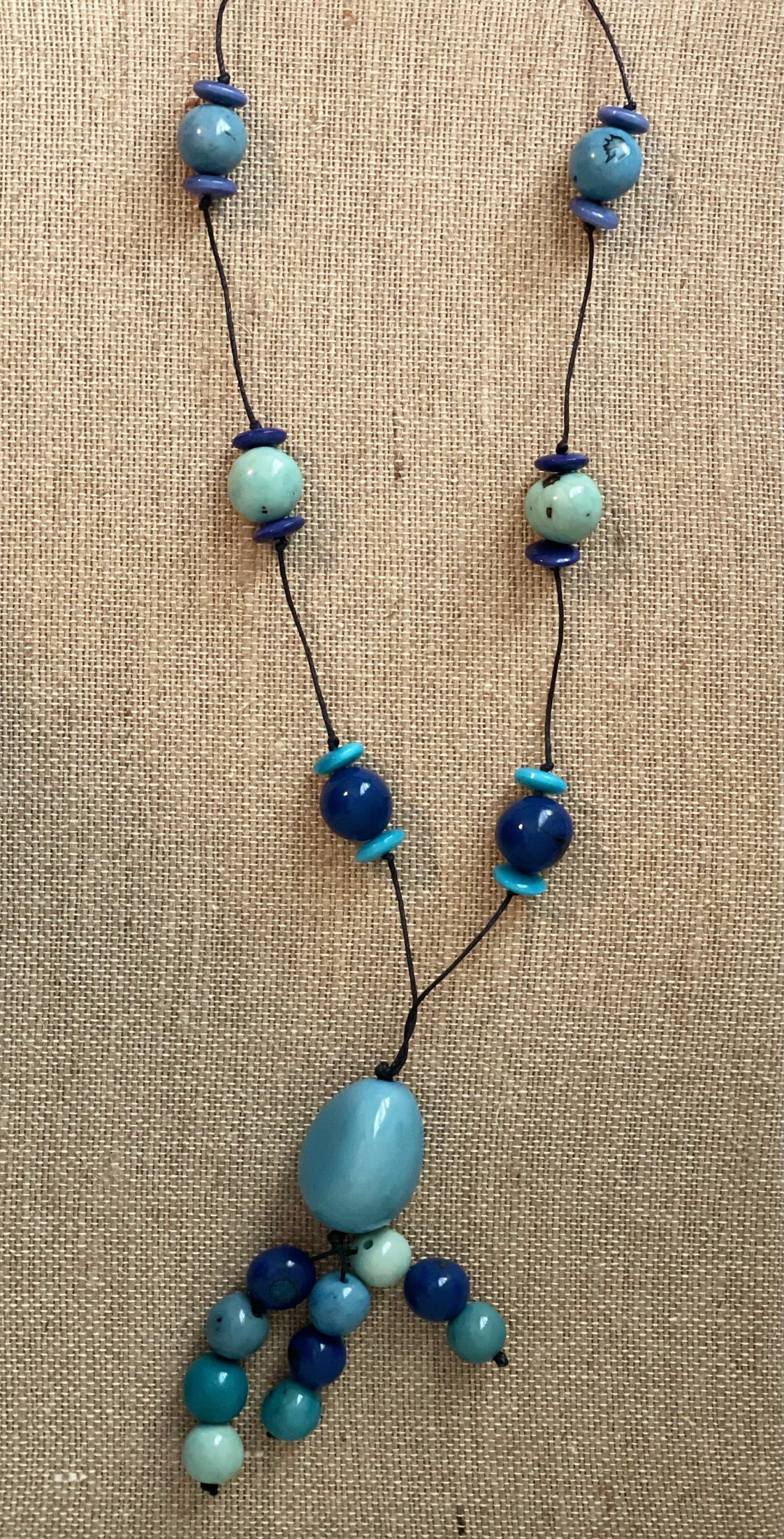 Blue Tagua Nut and Pambil Seeds Extra Long Adjustable Necklace - Etsy