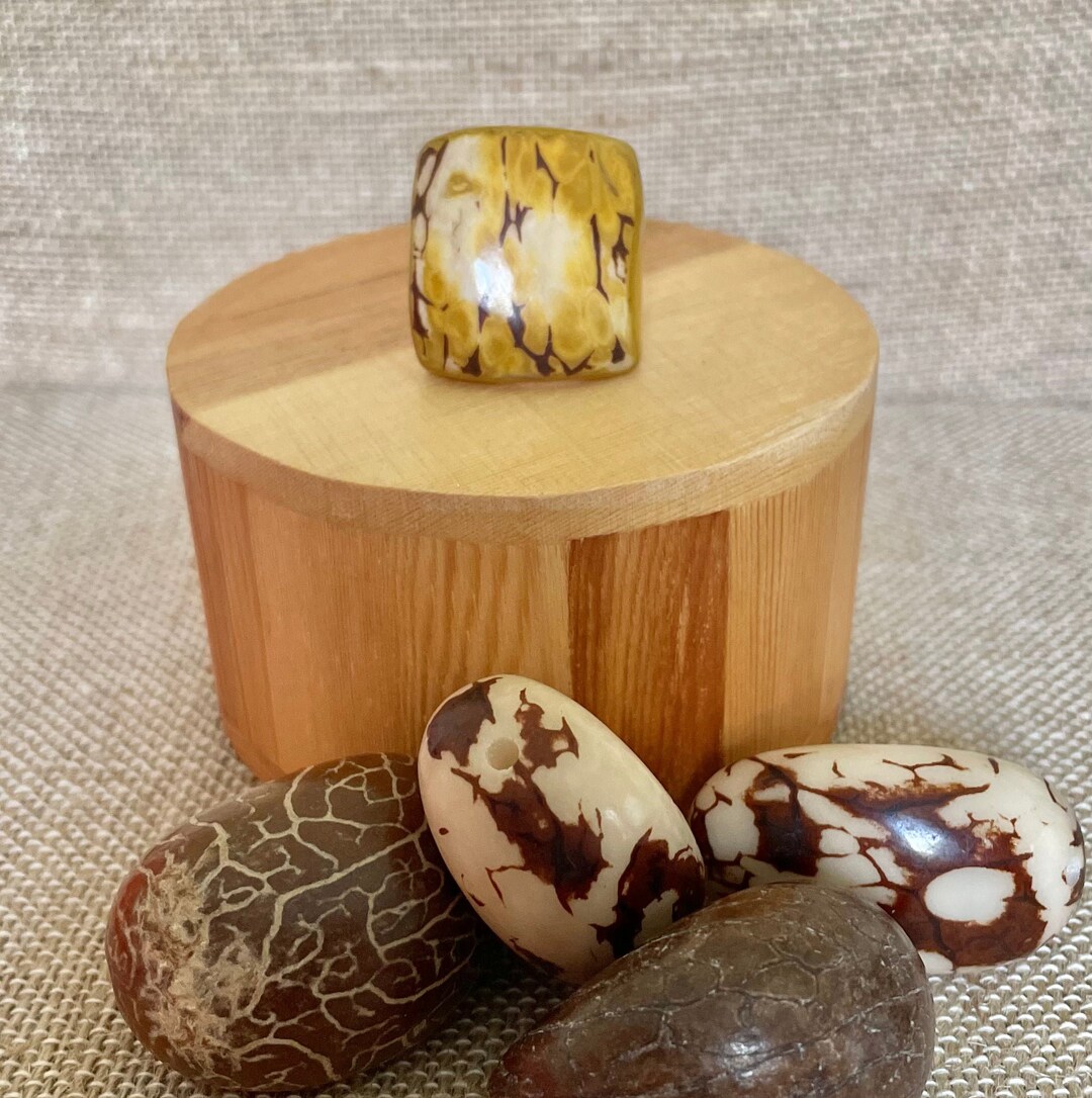 Yellow Tagua Nut Statement Ring - Etsy