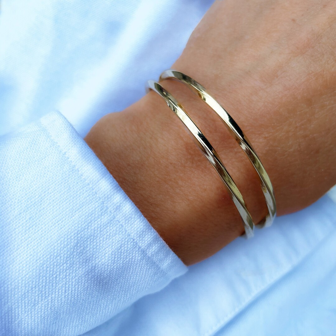 Double Row Bangle Gold Bracelet Perfect Gift for Her - Etsy