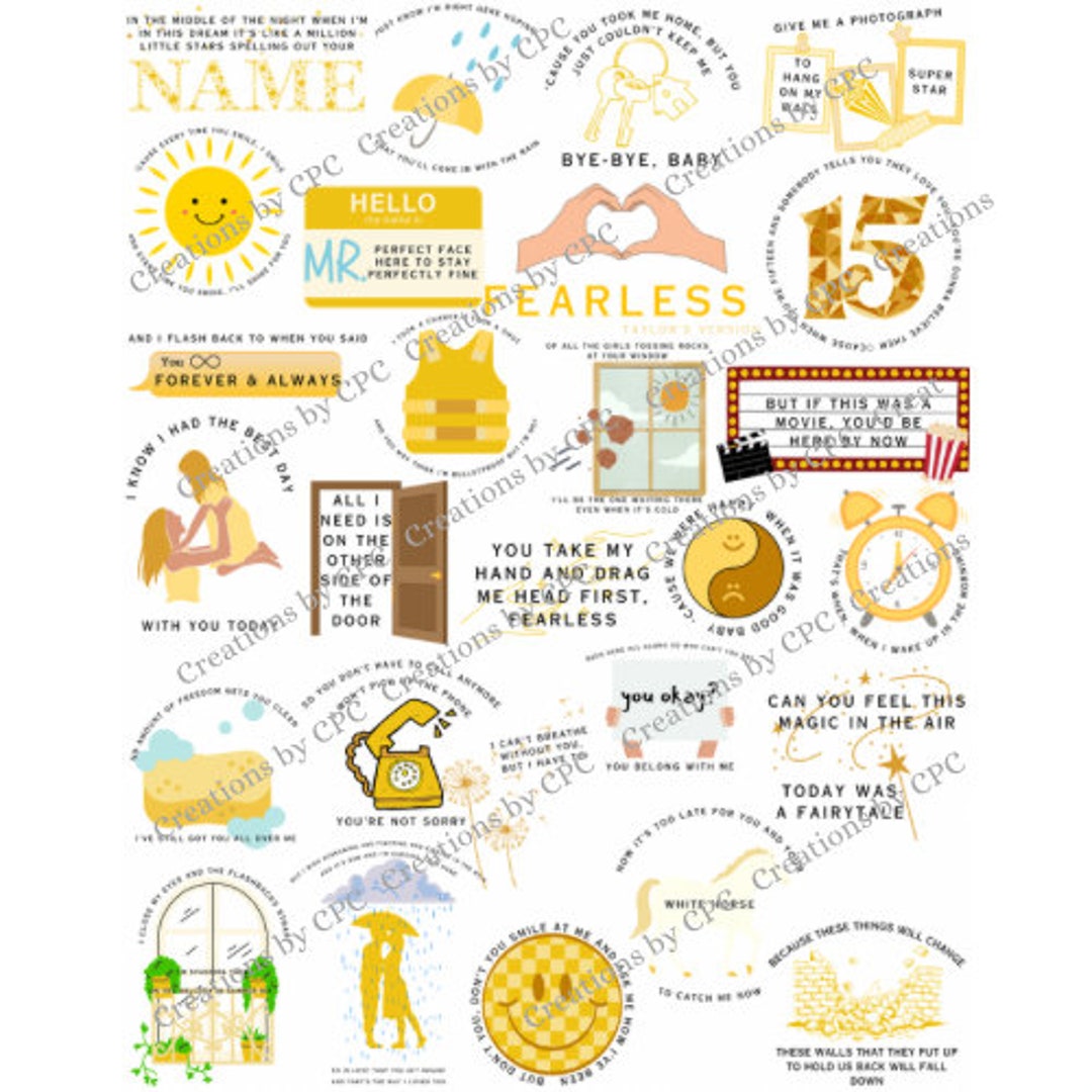 Taylor Swift fearless Taylor's Version Sticker Page, Individual ...
