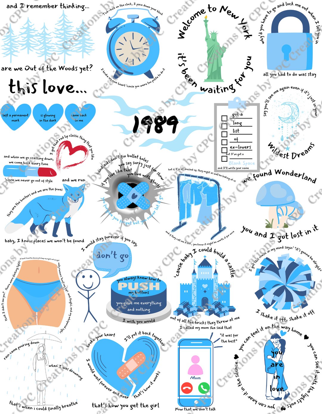 Taylor Swift 1989 Taylors Version Sticker Page, Individual Stickers ...
