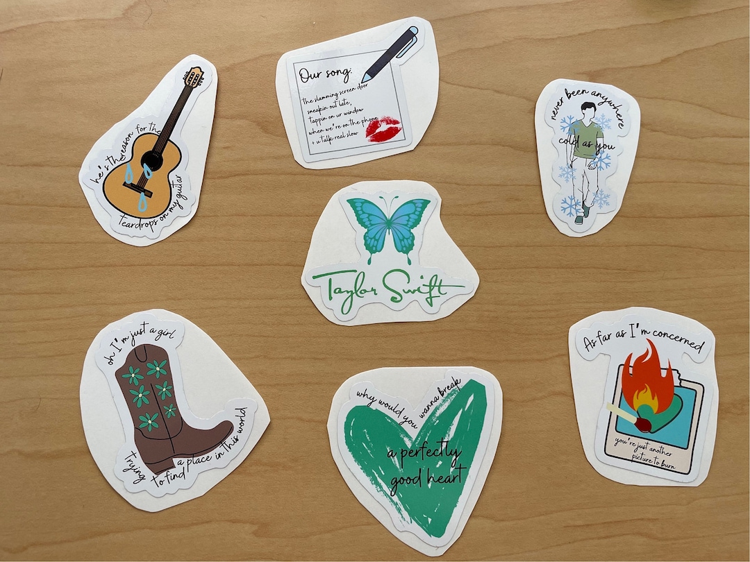 Taylor Swift Debut Die Cut Stickers, Set of 7, the Eras, Song Lyrics - Etsy