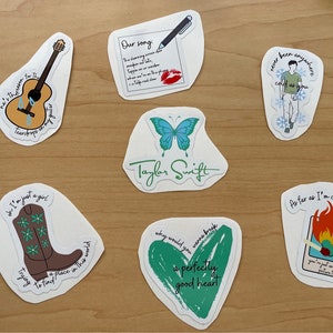 Taylor Swift Debut Die Cut Stickers, Set of 7, the Eras, Song Lyrics - Etsy