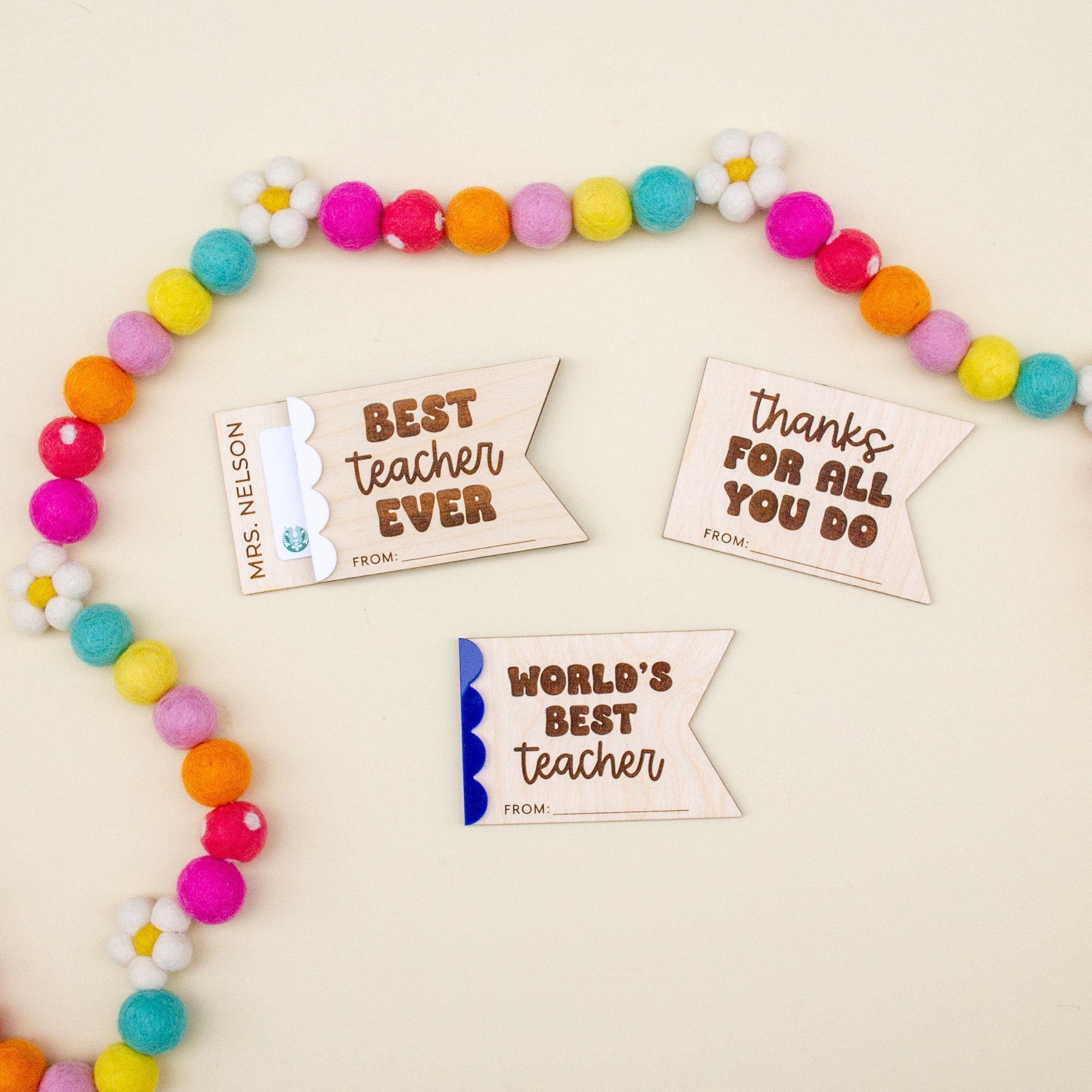 Customizable Best Teacher Gift Card Holder | Teacher Appreciation Gift ...