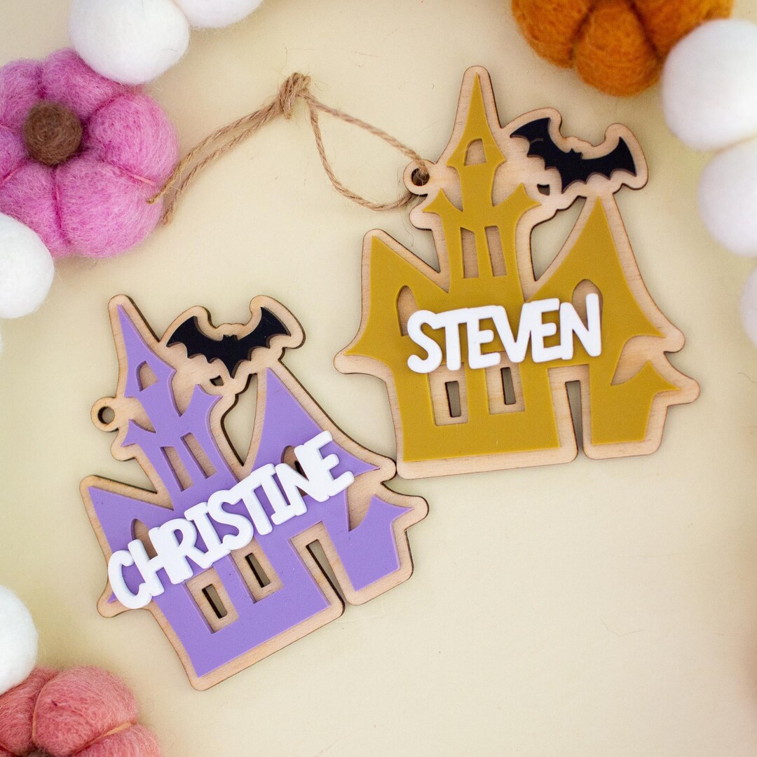 Personalized Haunted House Name Tag: Halloween Basket Ornament | Boo ...