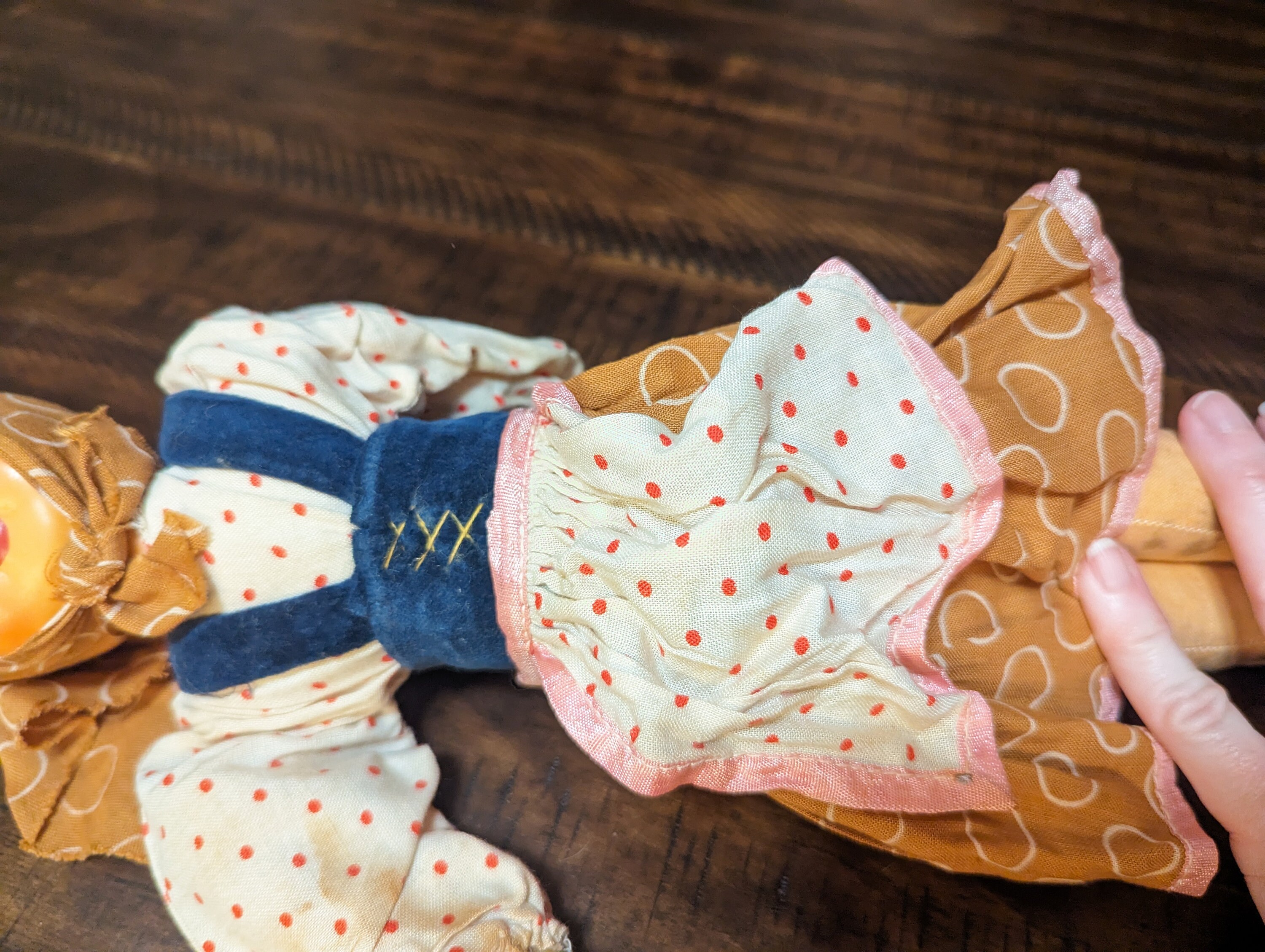 Vintage Polish Handmade Doll -clothes Made From Scrap Fabric Material ...