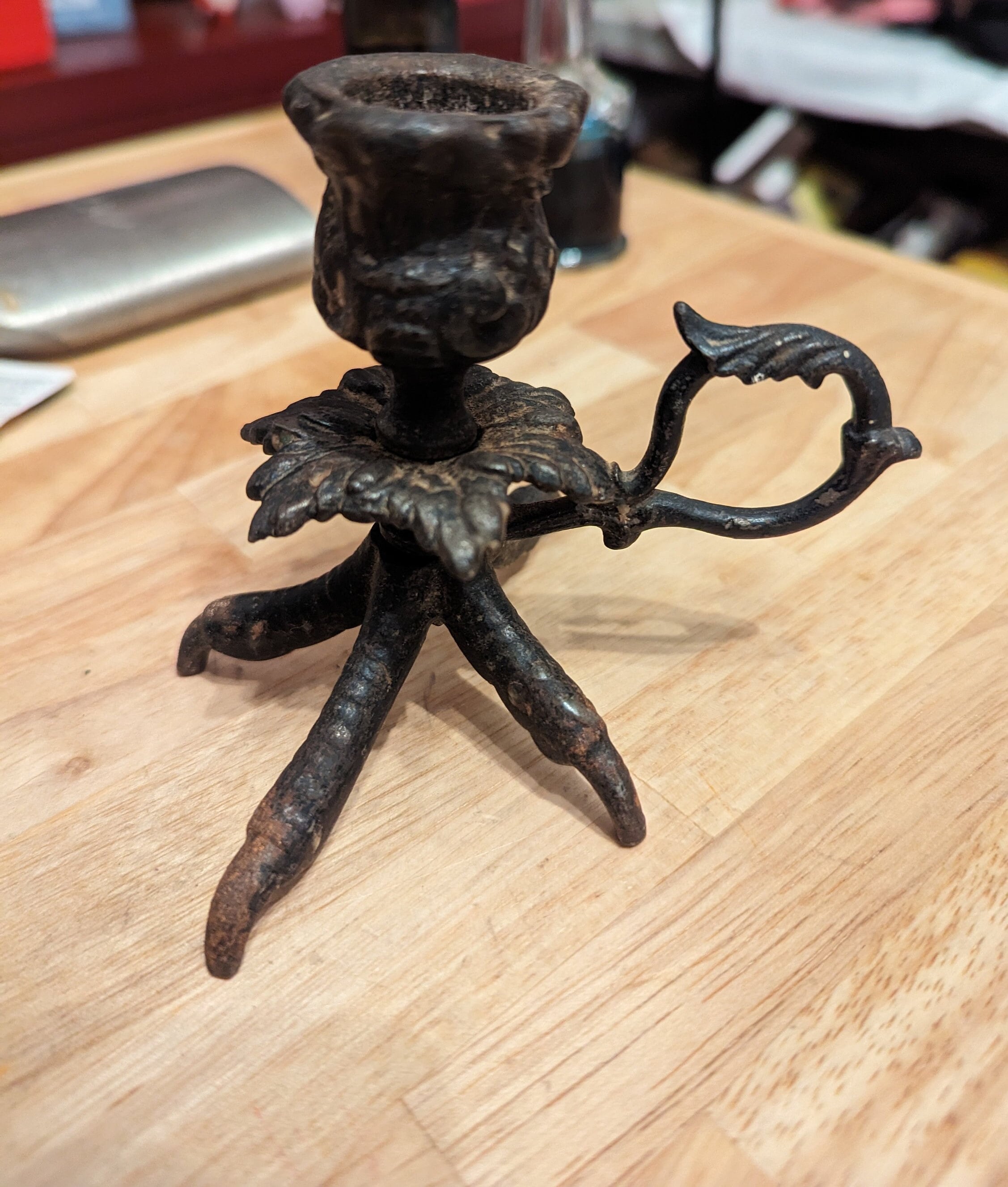 Vintage Cast Iron Gothic Claw Foot Candlestick Holder - Etsy