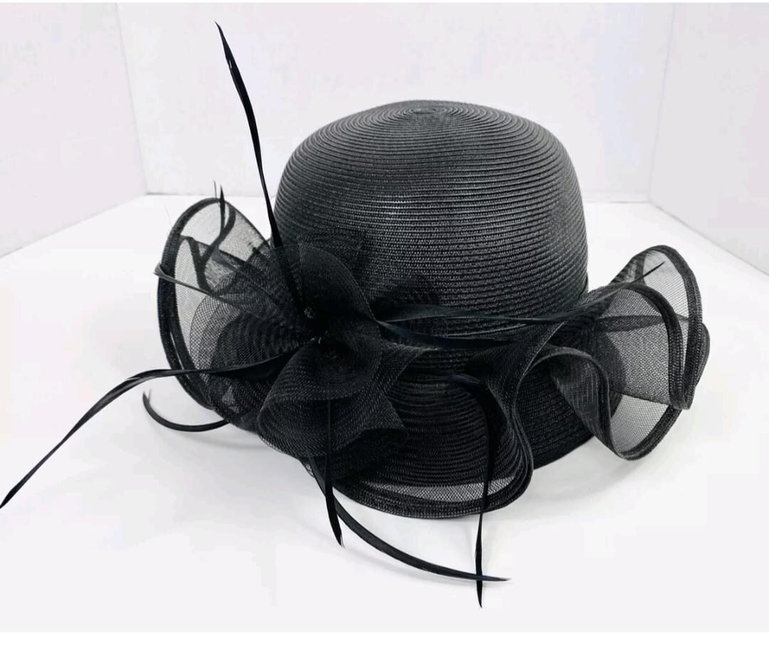FINE MILLINERY by August Accessories Women’s Black Bucket Hat Ruffle ...
