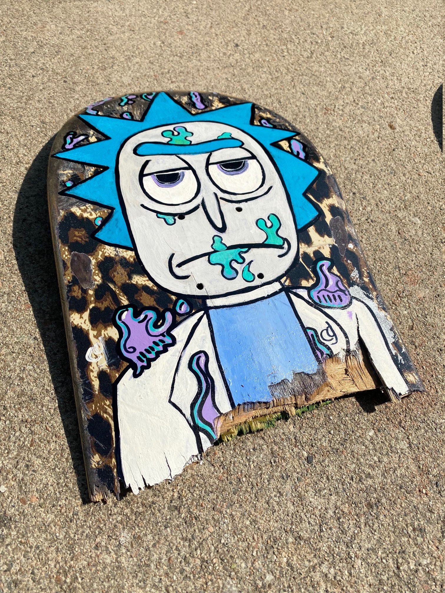 Drippy Rick broken Skateboard Painting - Etsy