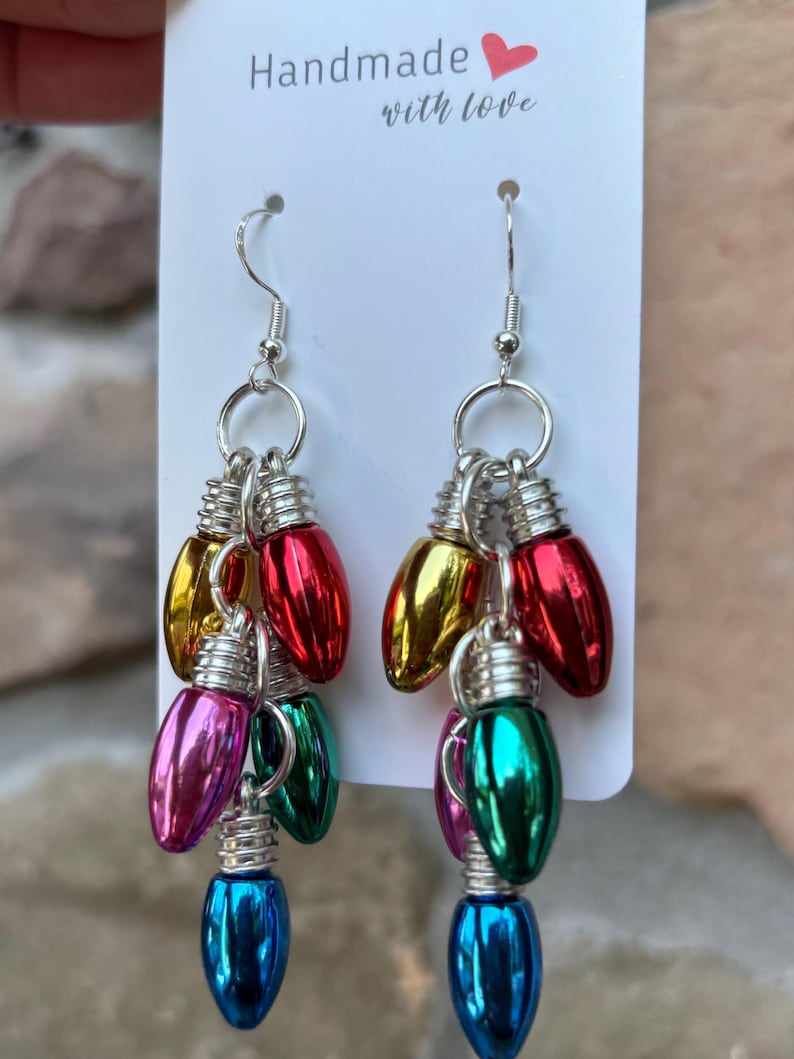Christmas Light Bulb Dangle Earring, Christmas Bulb Earrings, Christmas ...