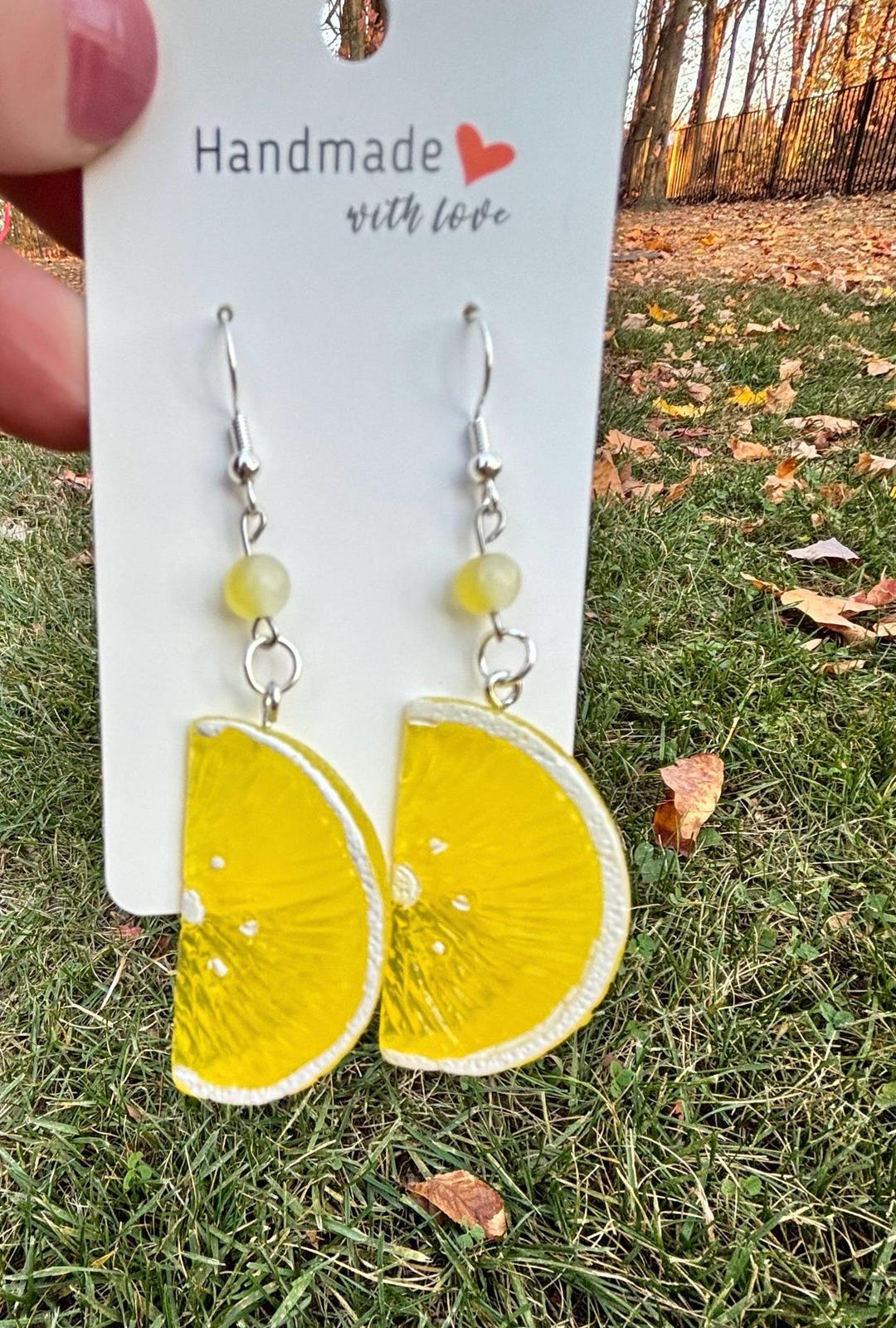 Lemon Wedge Earrings, Lemon Slice Earrings, Fruit Slice Earrings ...