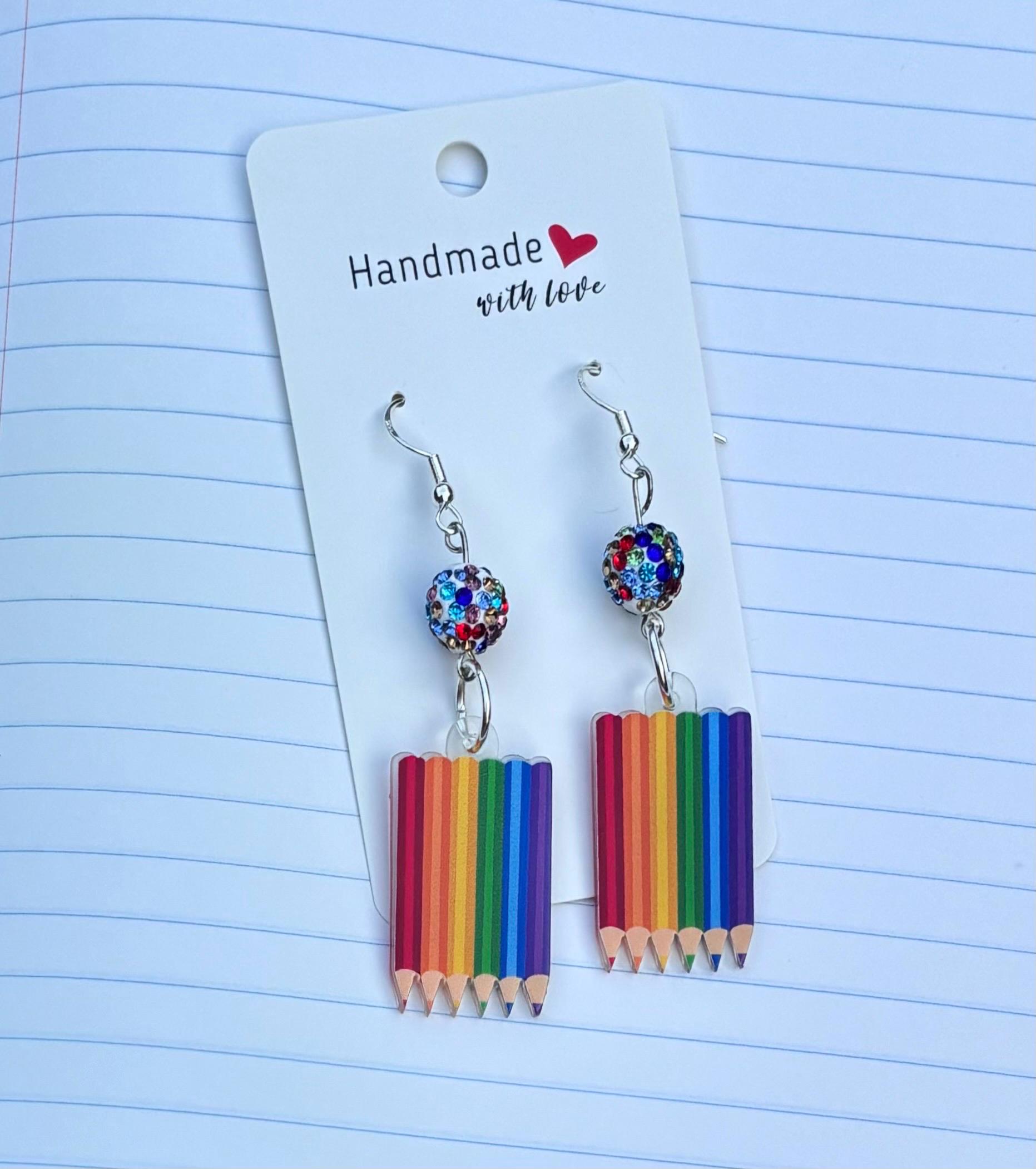Colored Pencil Earrings, Acrylic Earrings, Artsy Earrings, Artist ...