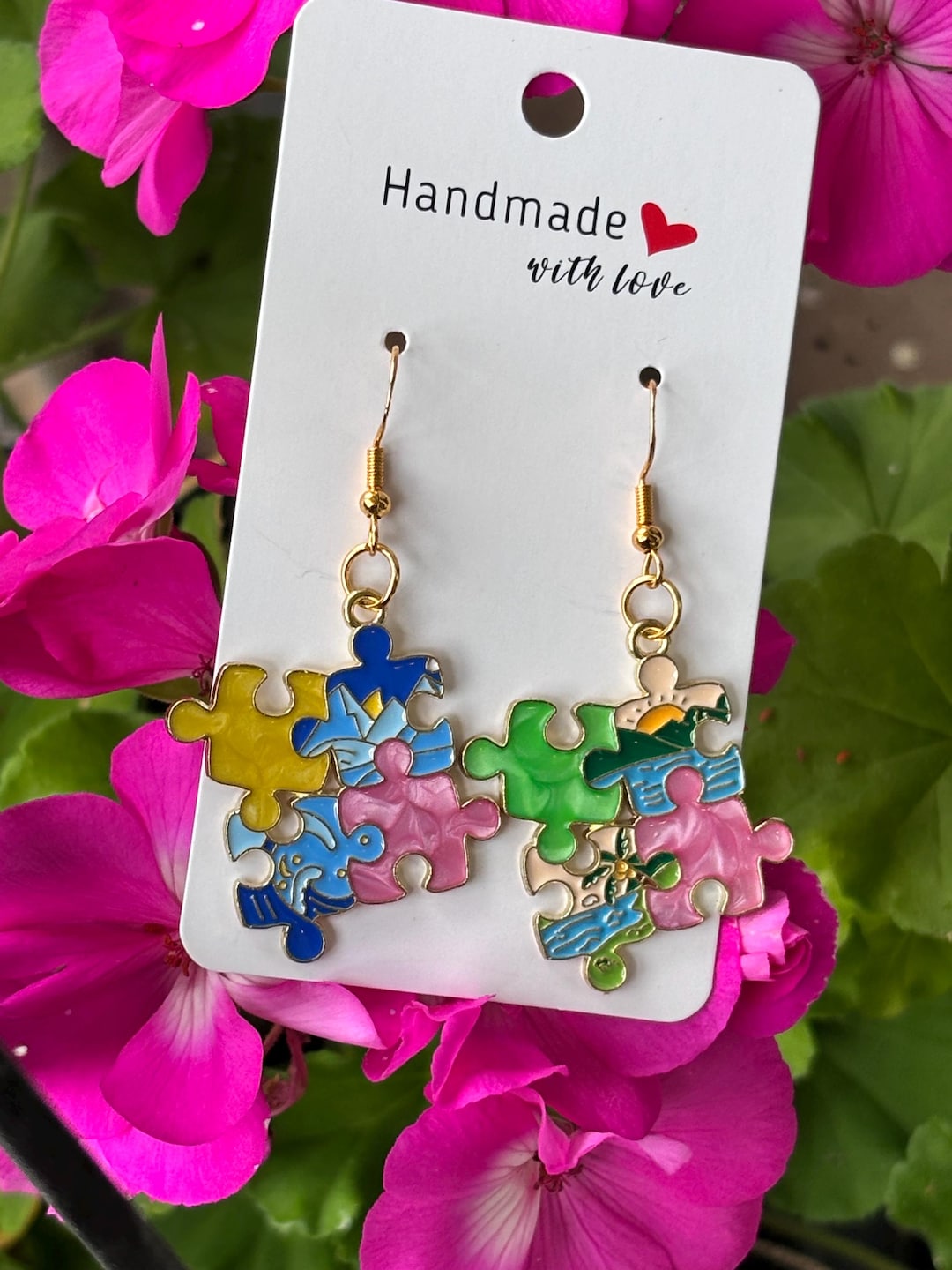 Puzzle Piece Earrings, Handmade Jewelry, Puzzle Jewelry, Puzzle ...