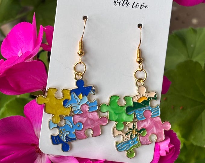 Puzzle Piece Earrings, Handmade Jewelry, Puzzle Jewelry, Puzzle ...