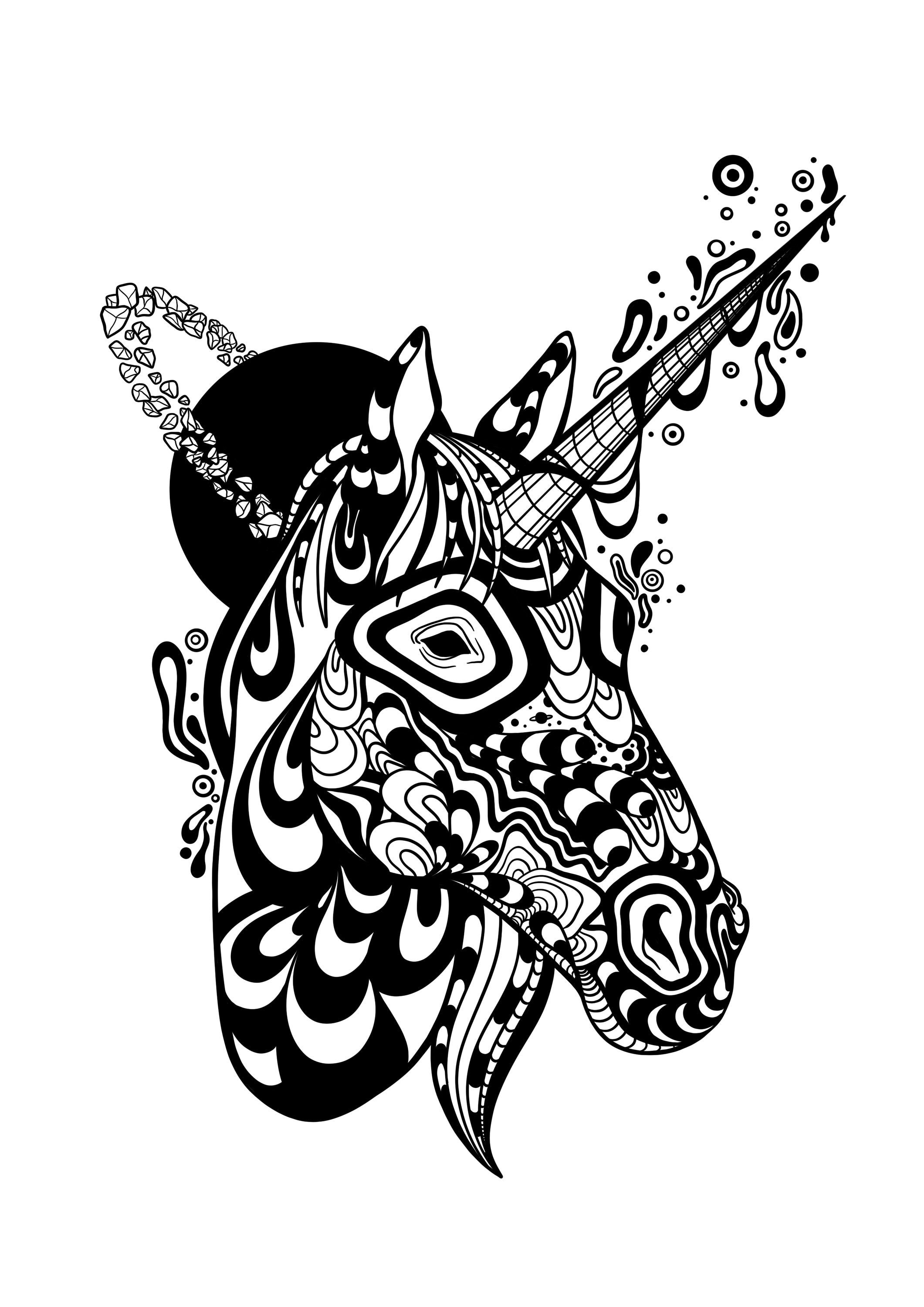 Psychedelic Unicorn Digital Art Print - Etsy